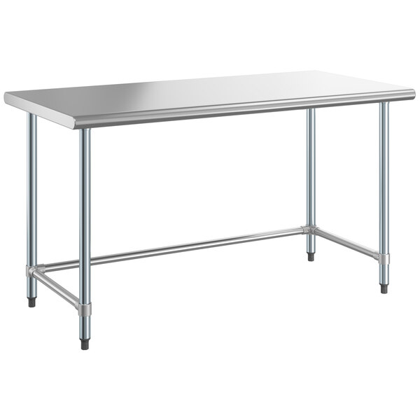 Steelton 30" x 60" 18-Gauge 430 Stainless Steel Open Base Work Table