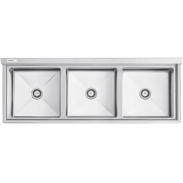 Regency Spec Line 69" 14 Gauge Stainless Steel Three Compartment ...