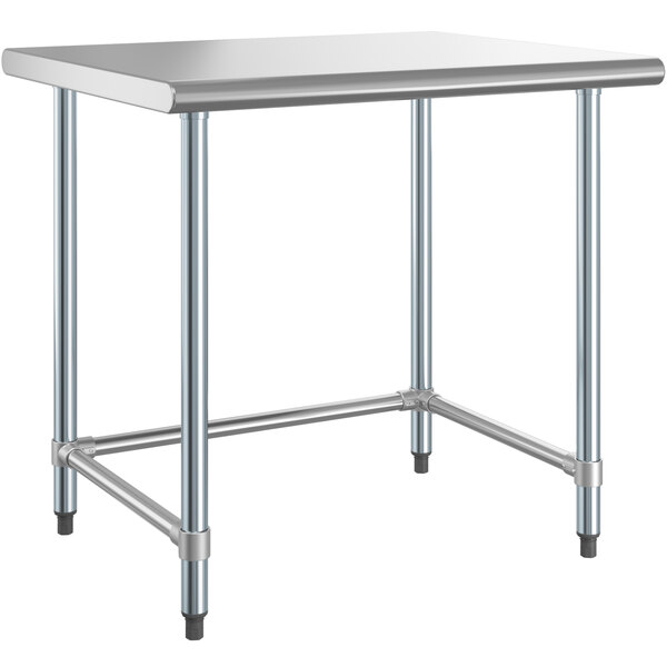 Steelton 30" x 36" 18-Gauge 430 Stainless Steel Open Base Work Table