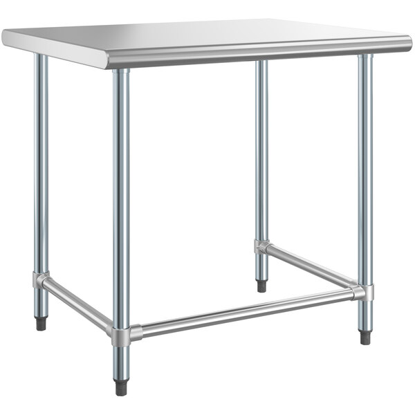 Steelton 30" x 36" 18-Gauge 430 Stainless Steel Open Base Work Table