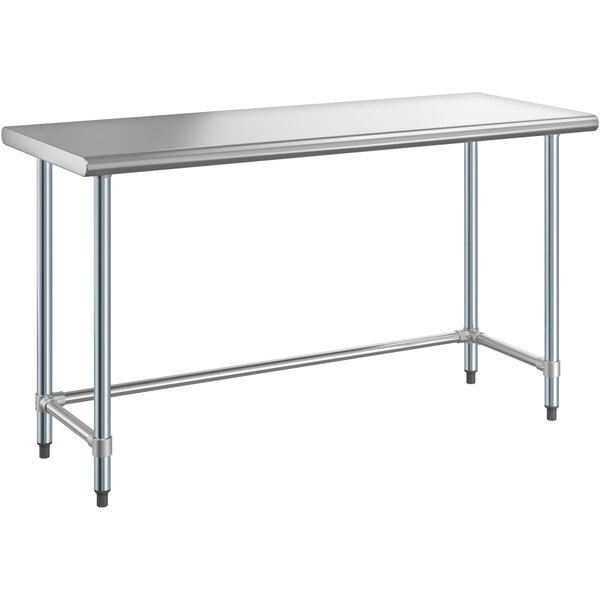 Steelton 24" x 60" 18-Gauge 430 Stainless Steel Open Base Work Table