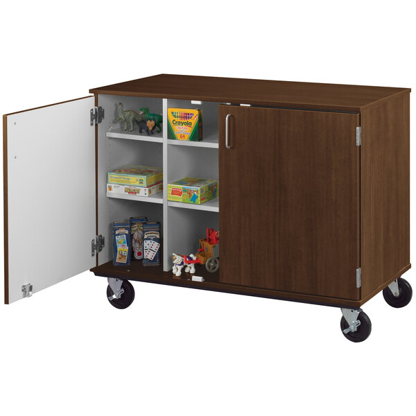 I.D. Systems 36" Tall Dark Walnut Mobile Cubbie Storage Cart with ...