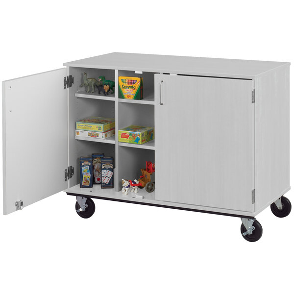 I.D. Systems 36" Tall Fashion Grey Mobile Cubbie Storage Cart with ...
