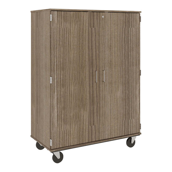 I.D. Systems 67" Tall Dark Elm Closed Shelf Storage Cart with Lock ...