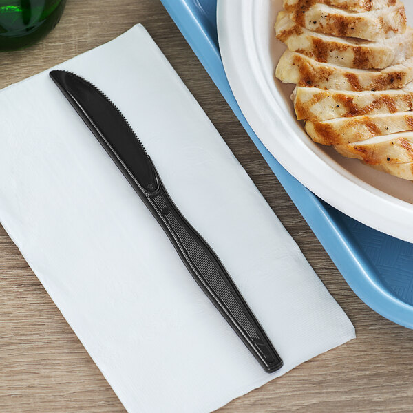 Dixie 7 1/2" Black Heavy Weight Polystyrene Knife - 1000/Case