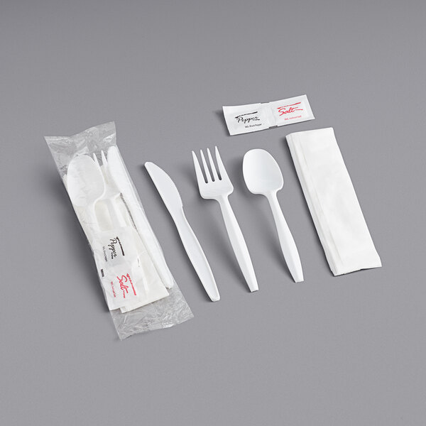 Dixie White Medium Weight Polypropylene Fork, Knife, Spoon, Napkin ...