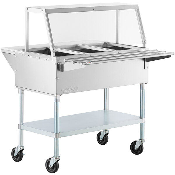 ServIt Three Pan Open Well Electric Steam Table with Angled Sneeze ...