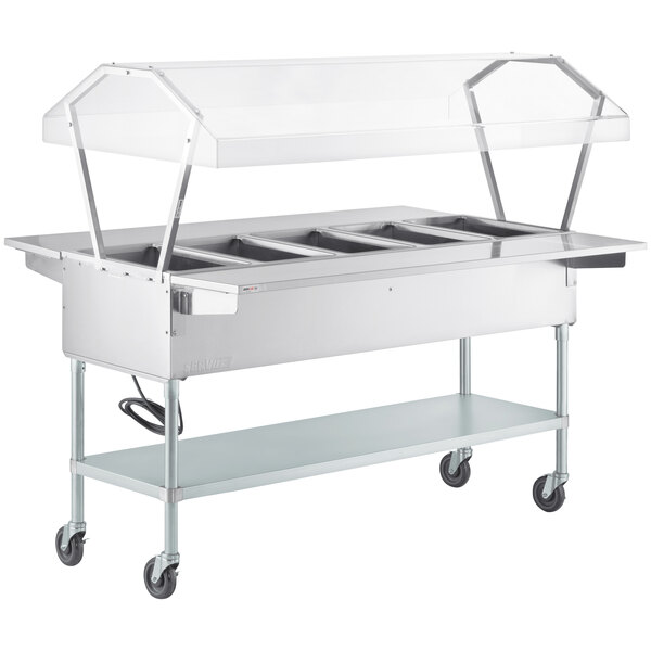 ServIt Five Pan Open Well Electric Steam Table with 2-Sided Sneeze ...