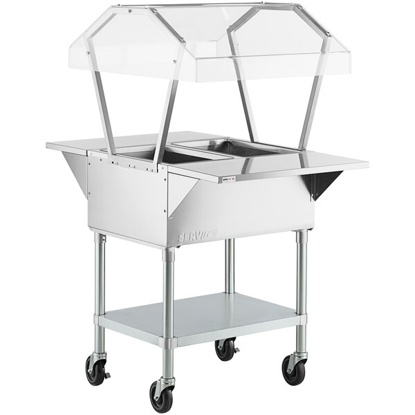 ServIt Two Pan Open Well Electric Steam Table with 2-Sided Sneeze Guard ...