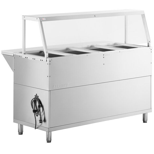 ServIt Four Pan Open Well Electric Steam Table with Partially Enclosed ...