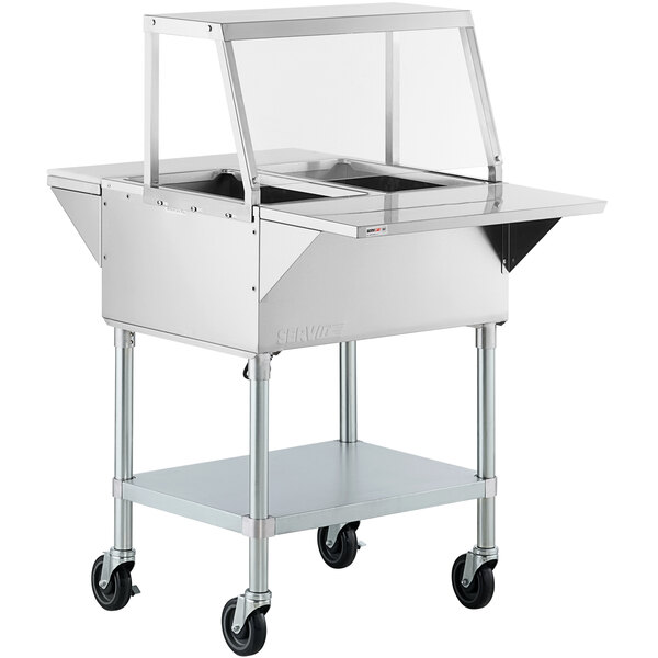 ServIt Two Pan Open Well Electric Steam Table with Angled Sneeze Guard ...