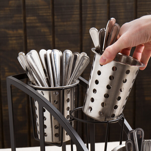 Cal-Mil 1746-3-13 Mission Black Steel 3-Cylinder Vertical Flatware ...