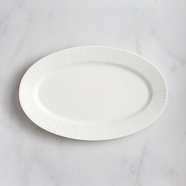 RAK Porcelain Leon 12 5/8" x 8 5/8" Ivory Embossed Wide Rim Porcelain ...