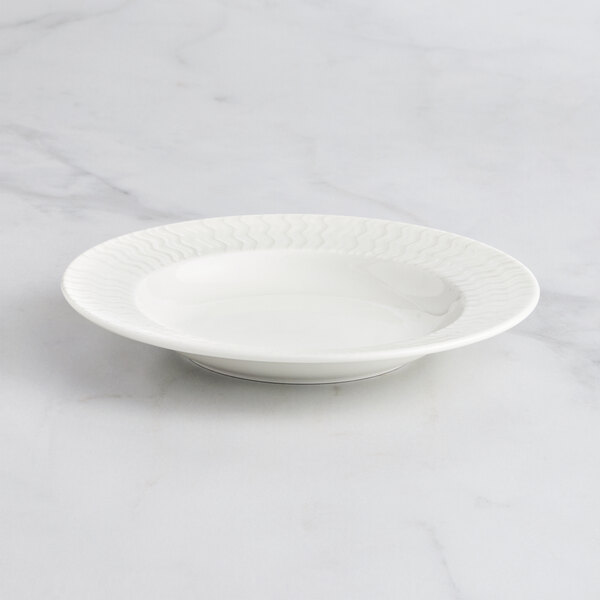 RAK Porcelain Leon 9 1/16" Ivory Embossed Wide Rim Porcelain Deep Plate ...
