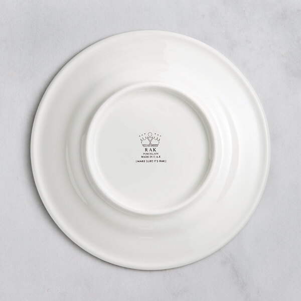 RAK Porcelain Leon 5 7/8" Ivory Embossed Wide Rim Porcelain Flat Plate ...
