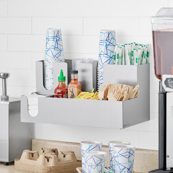 ServSense 9-Section Stainless Steel Countertop / Wall Mount Cup / Lid ...