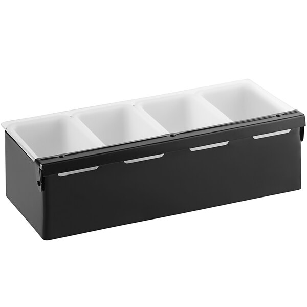 Choice 4-Compartment Matte Black Finish Stainless Steel Condiment Bar