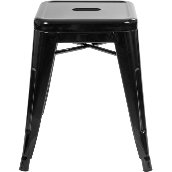 Flash Furniture ET-BT3503-18-BLK-GG 18" Black Stackable Metal Indoor ...