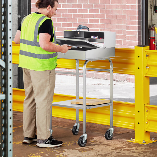 Lavex Stainless Steel Locking Mobile Receiving Desk