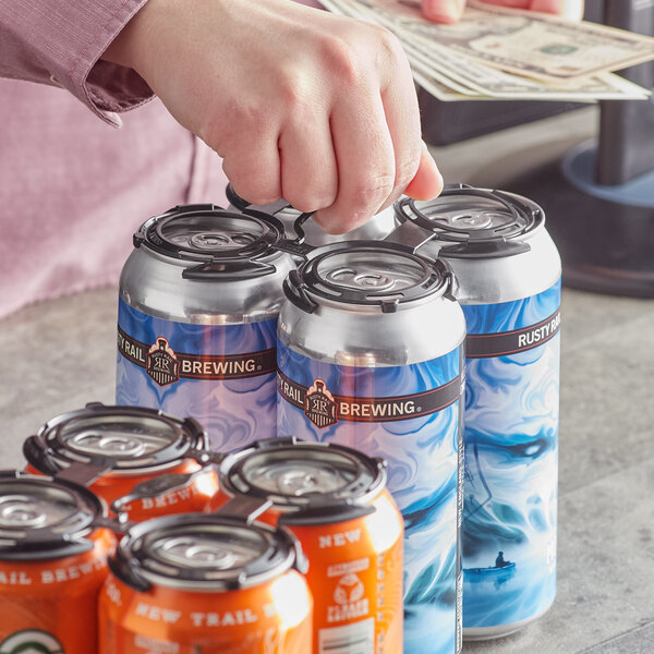 Black HDPE Plastic 4-Pack Can Carrier - 1224/Case