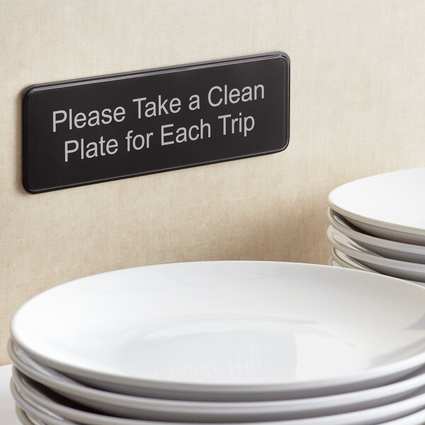 Tablecraft 9" x 3" "Please Take a Clean Plate for Each Trip" Sign 394596