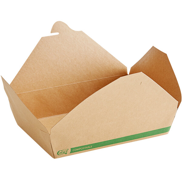 EcoChoice 7 3/4" x 5 1/2" x 2" Kraft PLA Lined Compostable #2 Take-Out ...