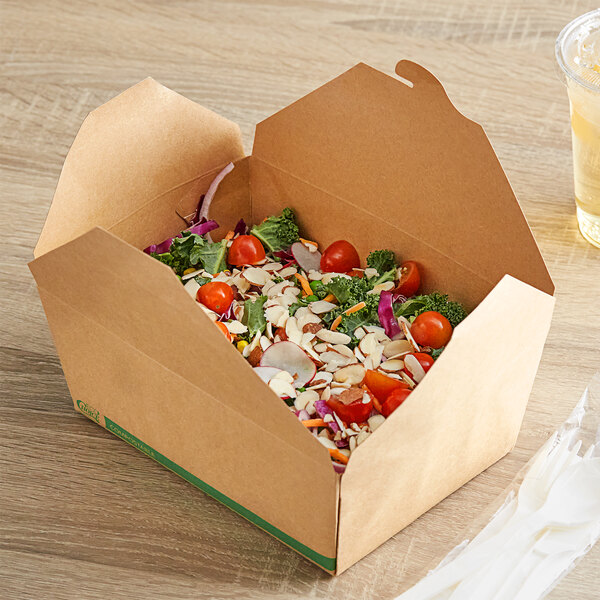 EcoChoice 6" x 4 5/8" x 2 1/2" Kraft PLA Lined Compostable #8 Take-Out ...