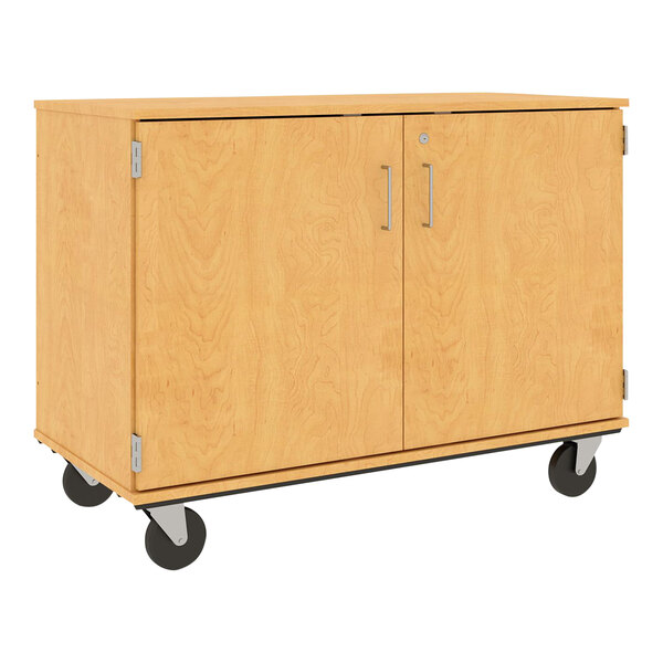 I.D. Systems 36" Tall Maple Mobile Storage Cabinet with (18) 3 1/2 ...