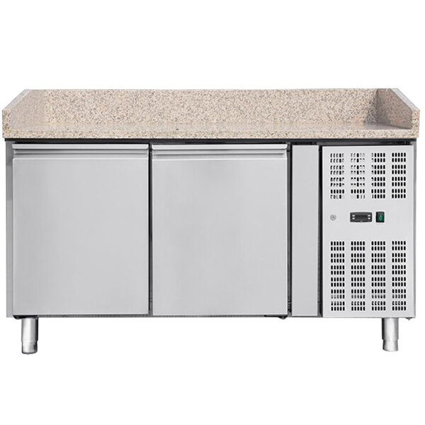 Omcan 39592 59" Granite Top 2 Door Refrigerated Pizza Prep Table
