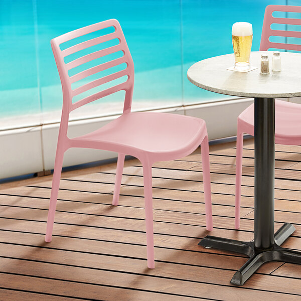 Lancaster Table & Seating Allegro Blush Stackable Resin Side Chair