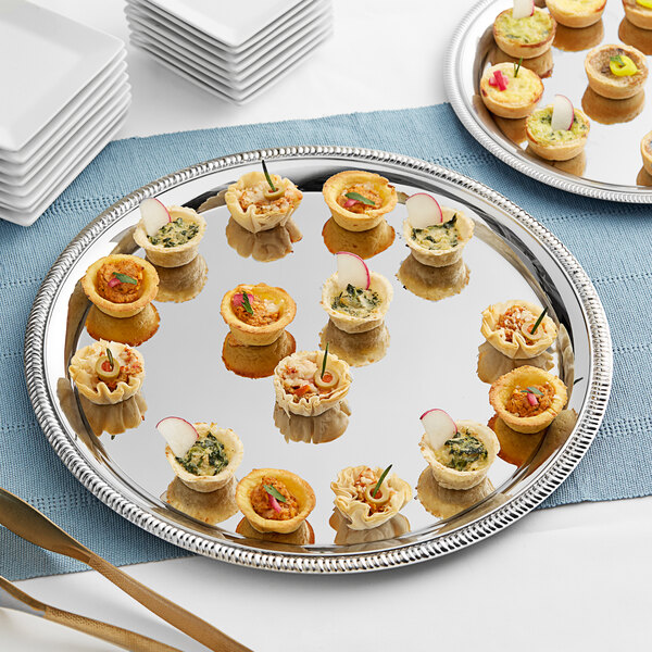 American Metalcraft Royal Touch 14" Round Embossed Stainless Steel ...