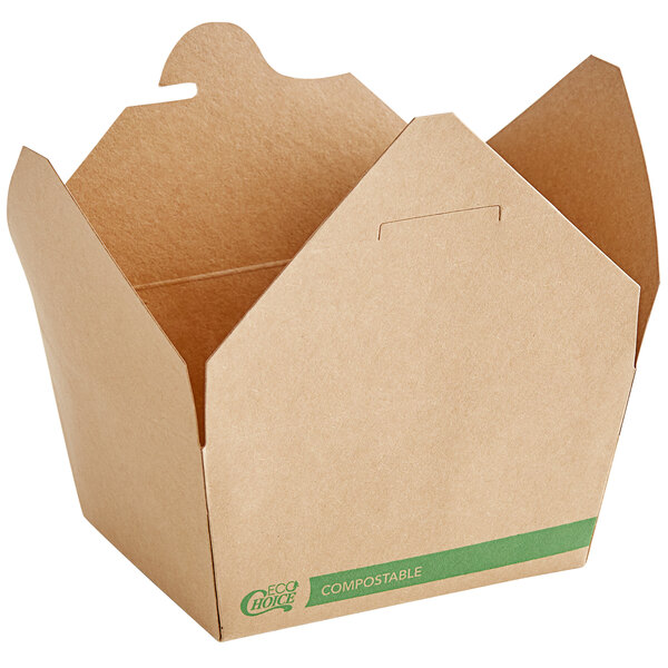 EcoChoice 4 5/8" x 3 1/2" x 2 1/2" Kraft PLA Lined Compostable #1 Take ...