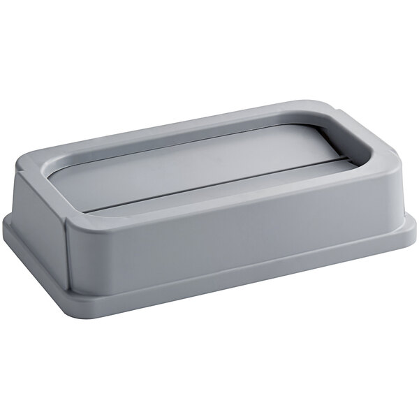 Lavex Gray Slim Rectangular Trash Can Drop Shot Lid