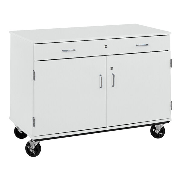 I.D. Systems 36" Tall Fashion Grey Two Door Mobile Storage Cabinet with ...