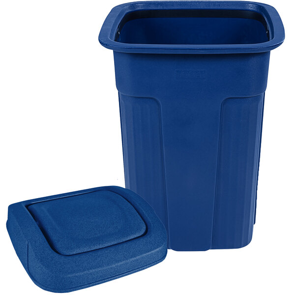 Toter SD50BLKT Slimline Blue 50 Gallon Square Trash Can with Square Lid