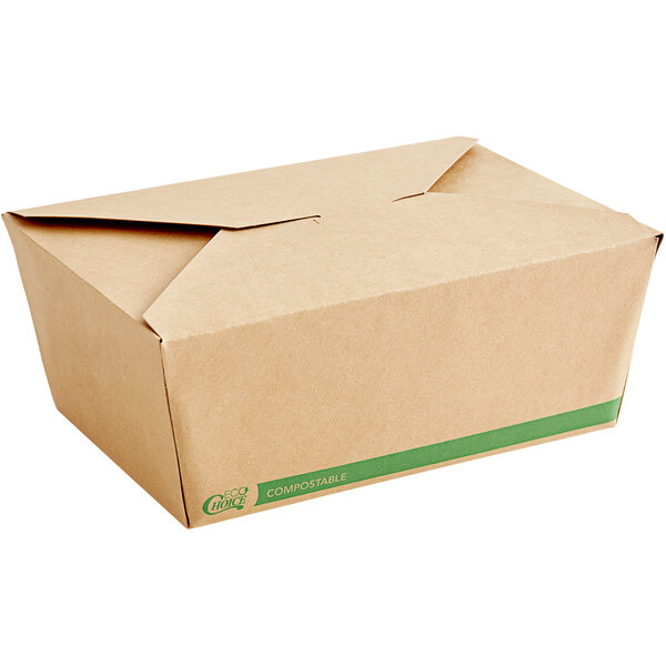 EcoChoice 6" x 4 5/8" x 2 1/2" Kraft PLA Lined Compostable #8 Take-Out ...