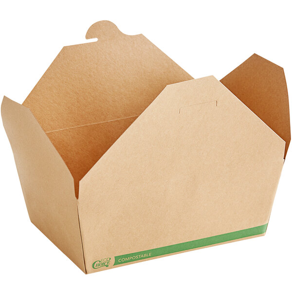 EcoChoice 6" x 4 5/8" x 2 1/2" Kraft PLA Lined Compostable #8 Take-Out ...