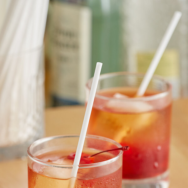 Choice 5 3/4" Slim White Wrapped Sip Straw - 500/Box