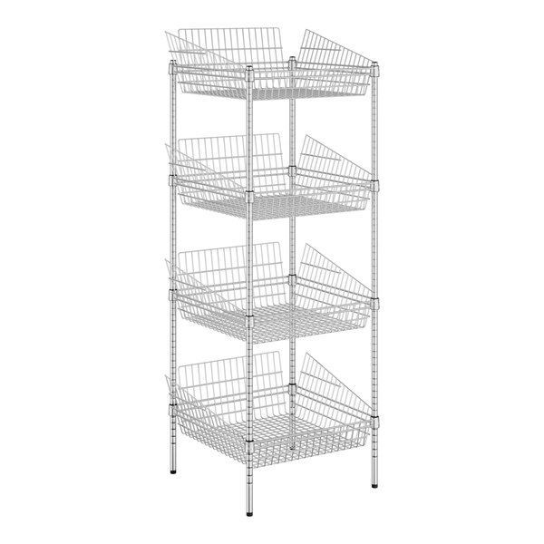 Regency 24" x 24" x 64" NSF Chrome Stationary 4 Basket Storage Display ...