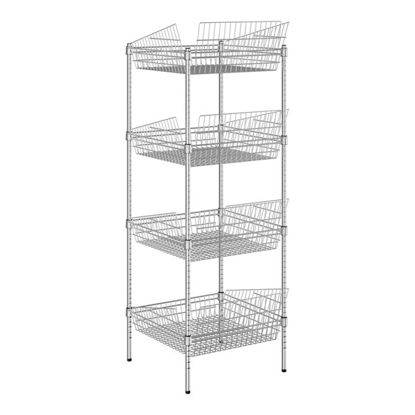 Regency 24" x 24" x 64" NSF Chrome Stationary 4 Basket Storage Display ...