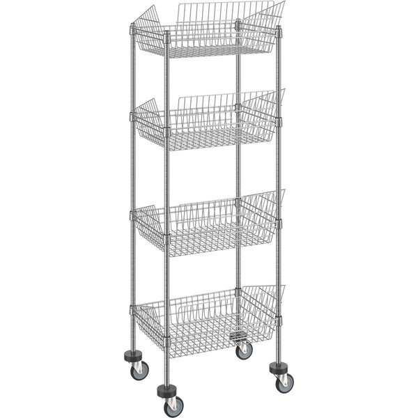 Regency 18" x 24" NSF Chrome 4 Post Basket Kit with 64" Posts and Casters