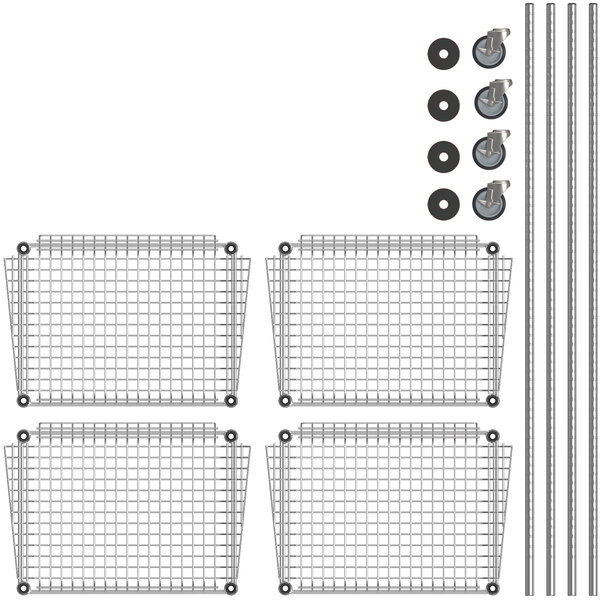 Regency 18" x 24" NSF Chrome 4 Post Basket Kit with 64" Posts and Casters