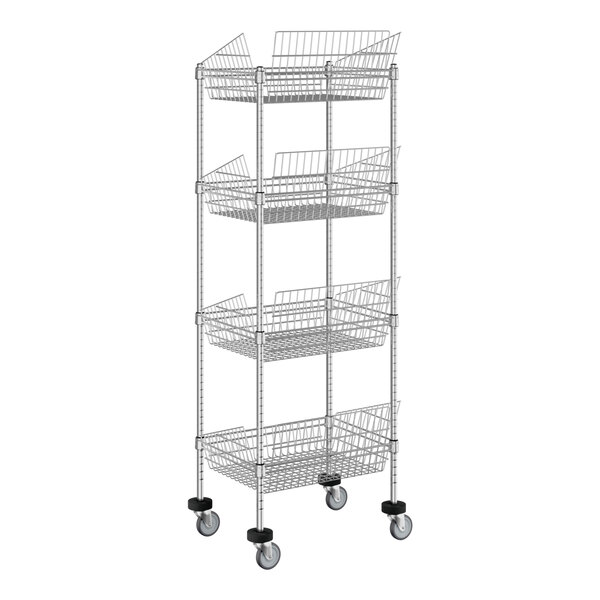 Regency 18" x 24" NSF Chrome 4 Post Basket Kit with 64" Posts and Casters