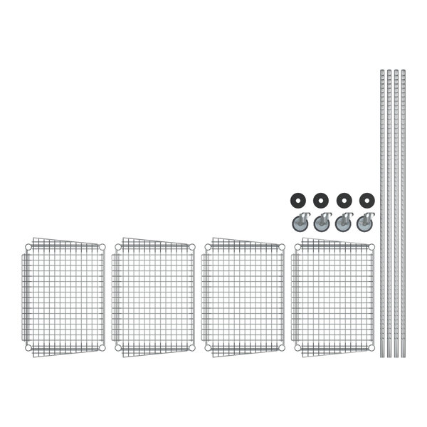 Regency 18" x 36" NSF Chrome 4 Post Basket Kit with 64" Posts and Casters