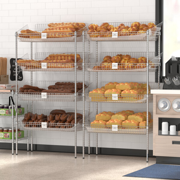 Regency 18" x 36" x 64" NSF Chrome Stationary 4 Basket Storage Display ...