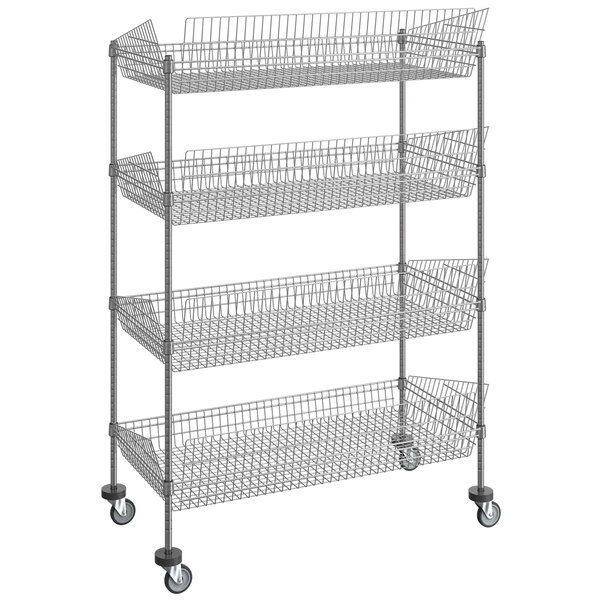 Regency 24" x 48" NSF Chrome 4 Post Basket Kit with 64" Posts and Casters