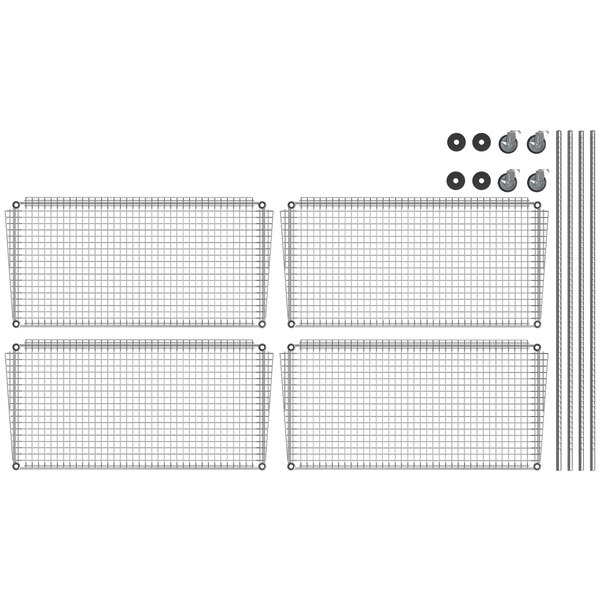 Regency 24" x 48" NSF Chrome 4 Post Basket Kit with 64" Posts and Casters