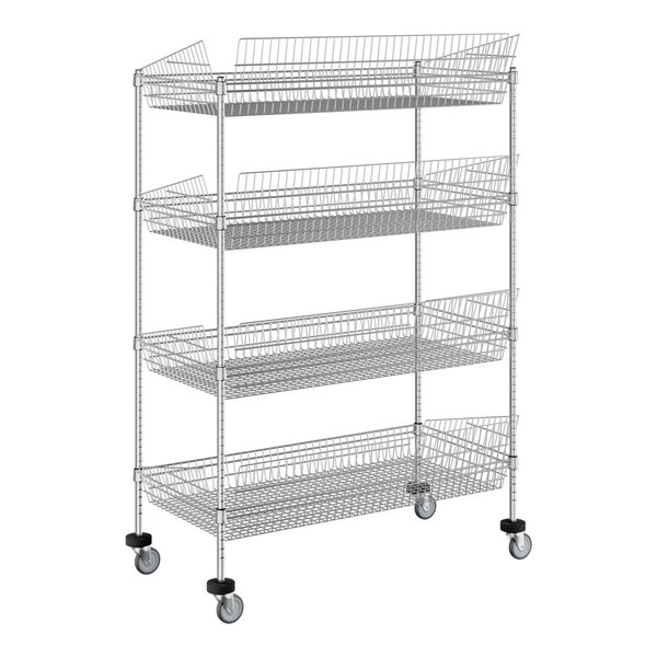 Regency 24" x 48" NSF Chrome 4 Post Basket Kit with 64" Posts and Casters