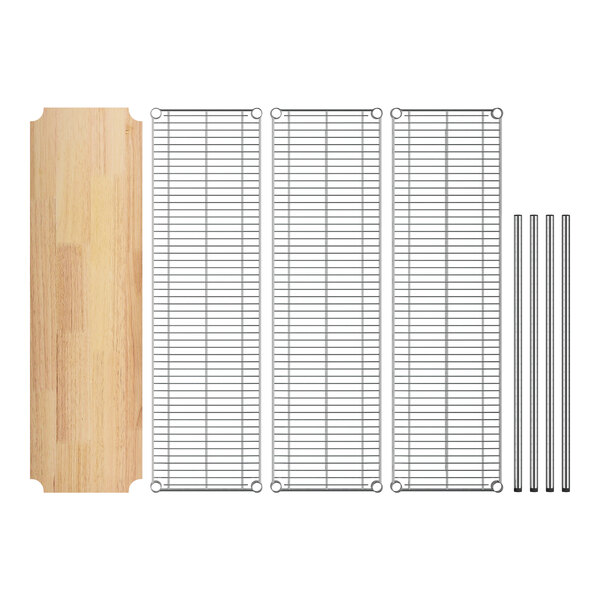Regency 14" x 48" x 34" Chrome 3-Shelf Kit with Removable Wooden Shelf
