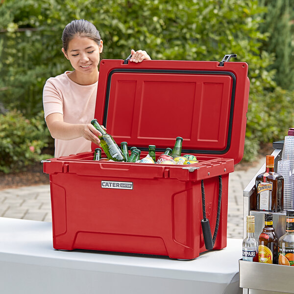 CaterGator CG45RED Red 45 Qt. Rotomolded Extreme Outdoor Cooler / Ice Chest